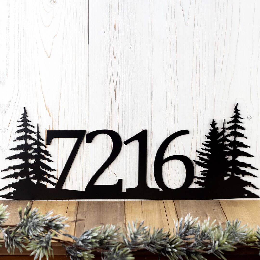 House Numbers Sign, Pine Tree Wall Art, 5inch House Numbers, Lake House ...