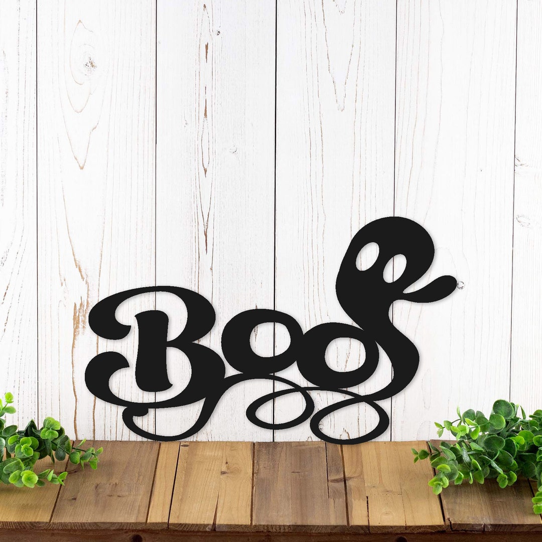 Halloween Decor Outdoor, Boo Sign With Ghost, Metal Wall Art, Laser Cut ...