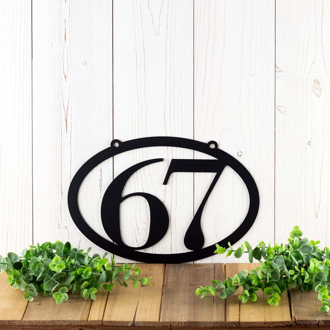 Oval Address Sign, Metal Sign Outdoors, Exterior House Numbers, 5 Inch ...