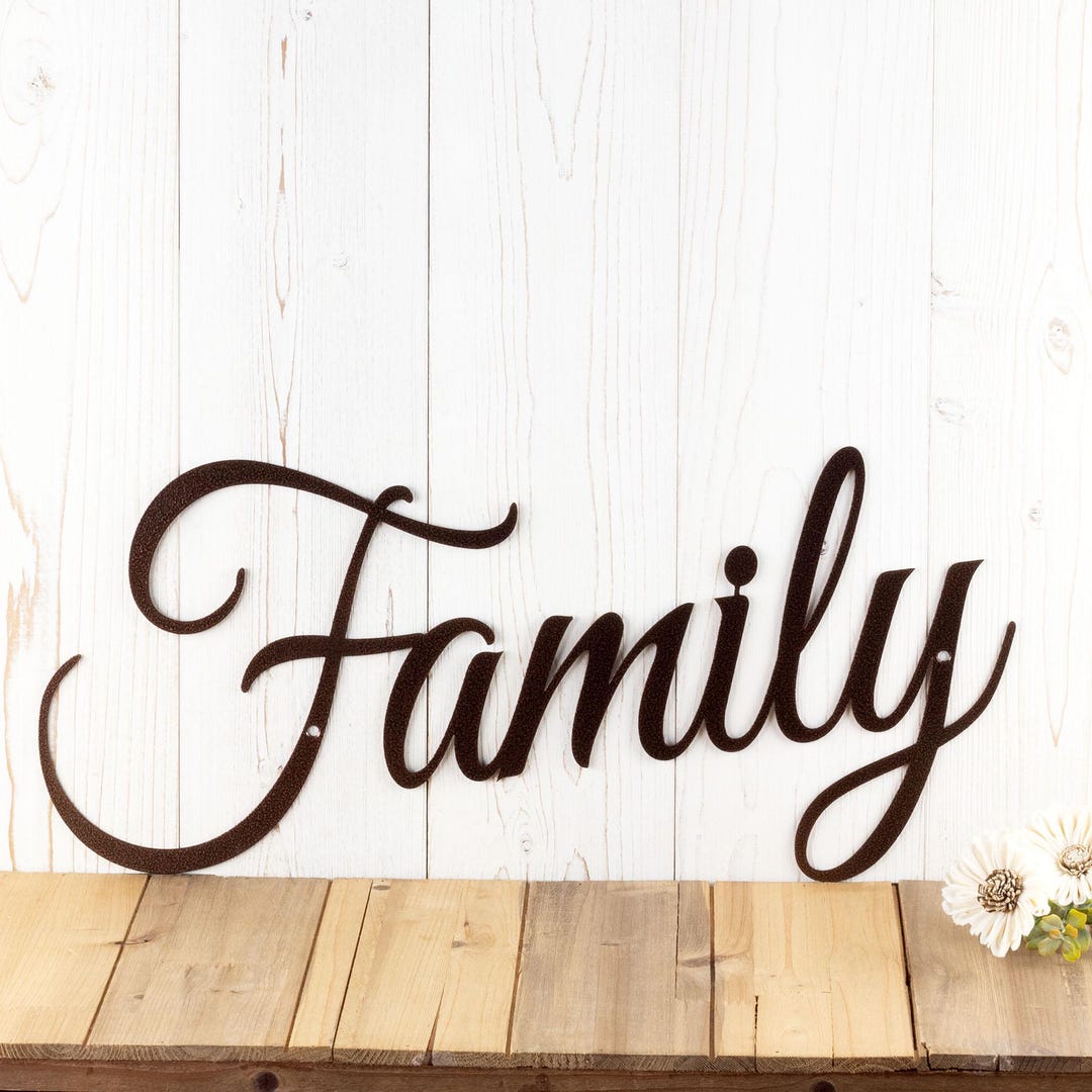 Metal Family Sign, Metal Word Art, Steel Signs, Wall Hanging, Rustic ...