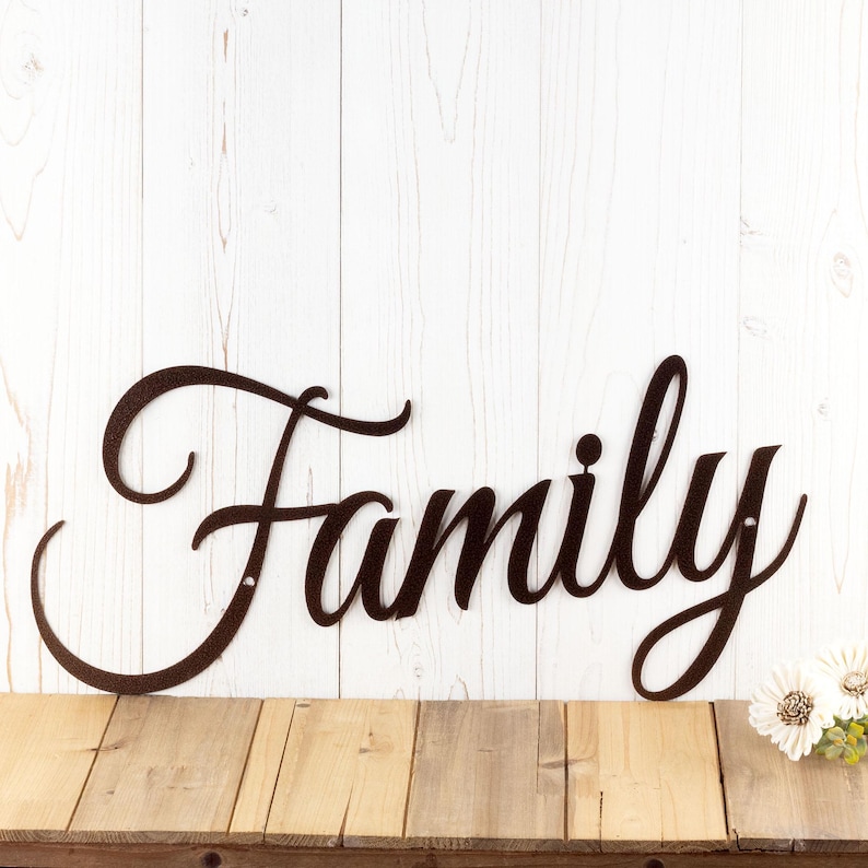 Metal Family Sign, Metal Word Art, Steel Signs, Wall Hanging, Rustic ...