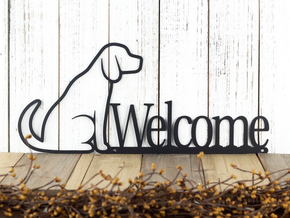 Dog Welcome Sign Labrador Outdoor Metal Wall Art Dog Lover - Etsy