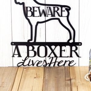 Boxer Dogs Metal Wall Art, Beware of Dog Sign, Metal Sign Outdoors, Dog ...