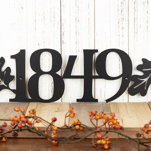 Custom Outdoor House Number Metal Sign With Oak Leaves - Etsy