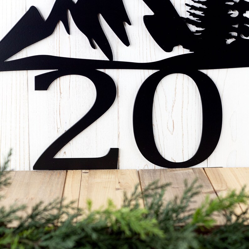 Custom Mountain House Number Metal Sign, Pine Tree, Address Plaque ...