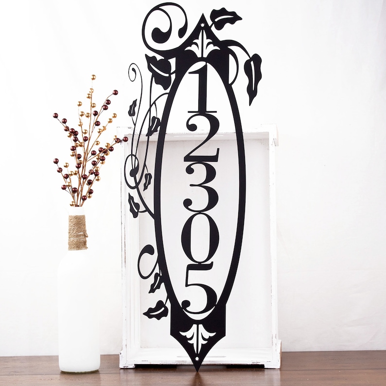 Vertical House Number Metal Sign, Address Sign, Metal Wall Art, Address ...