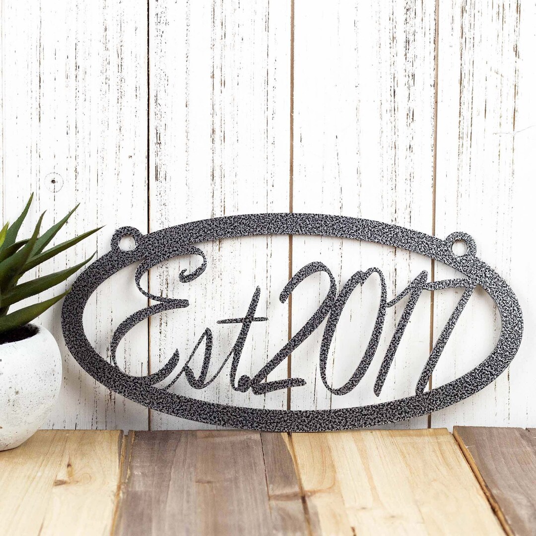 Established Oval Metal Sign, Metal Wall Art, Wedding Gift, Established ...
