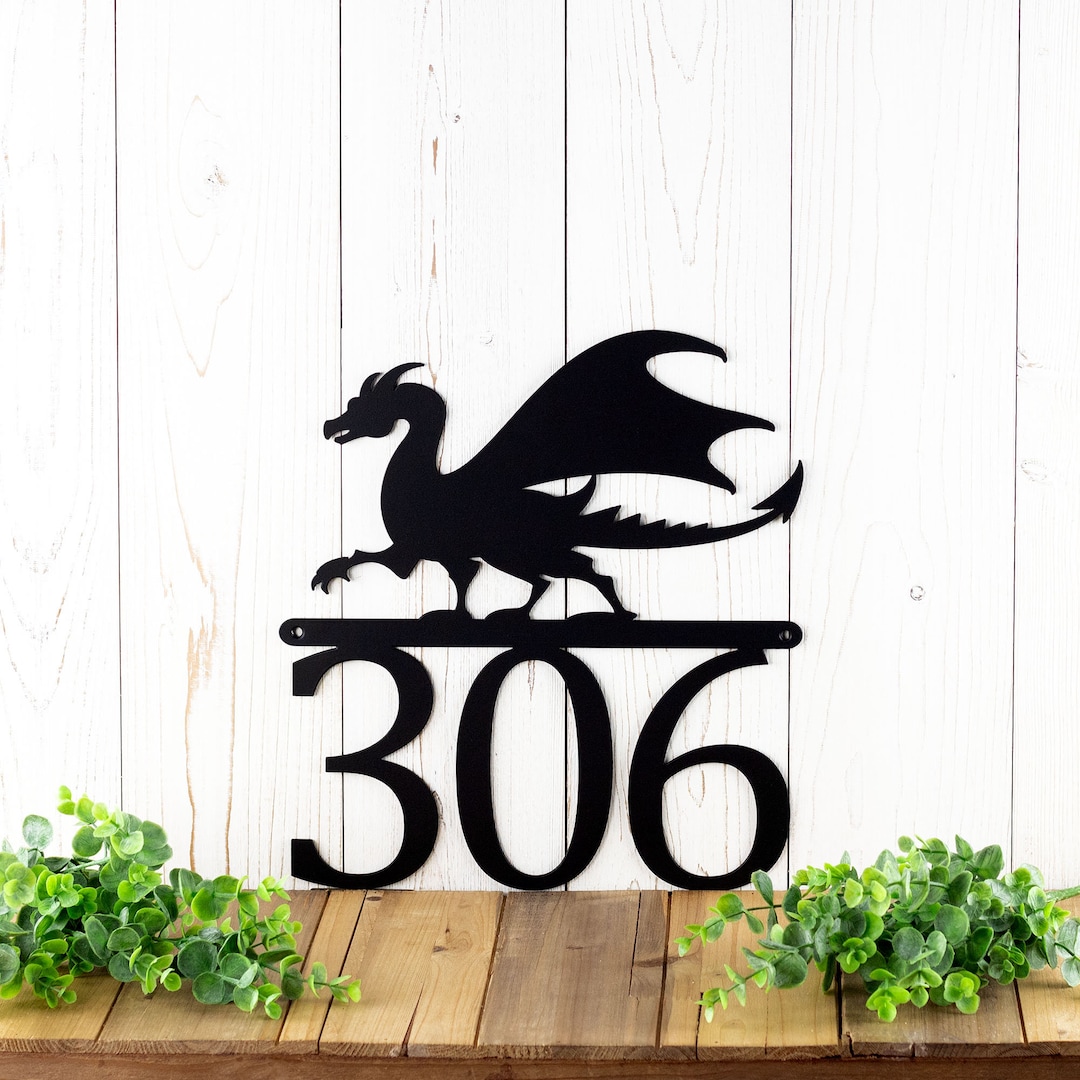 Dragon House Numbers Sign, Medieval Decor, Address House Plaque ...
