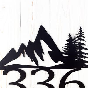 Custom Mountain House Number Metal Sign, Pine Tree, Address Plaque ...