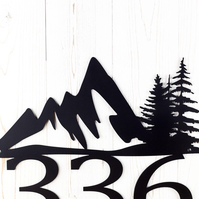 Custom Mountain House Number Metal Sign, Pine Tree, Address Plaque ...