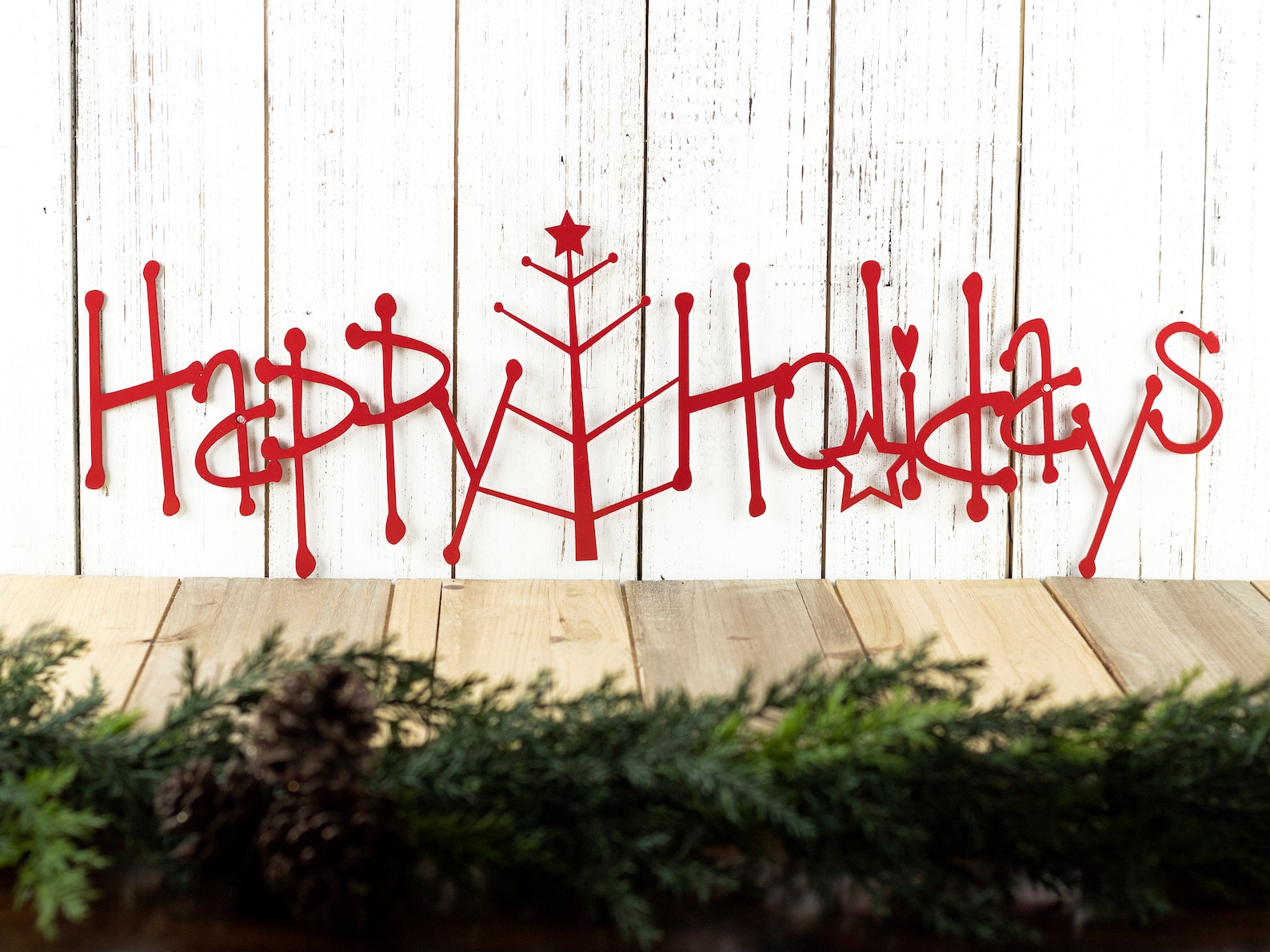 Happy Holidays Metal Sign Outdoors Horizontal Christmas Sign - Etsy