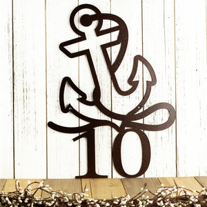 Nautical House Number With Anchor Metal Address Plaque - Etsy
