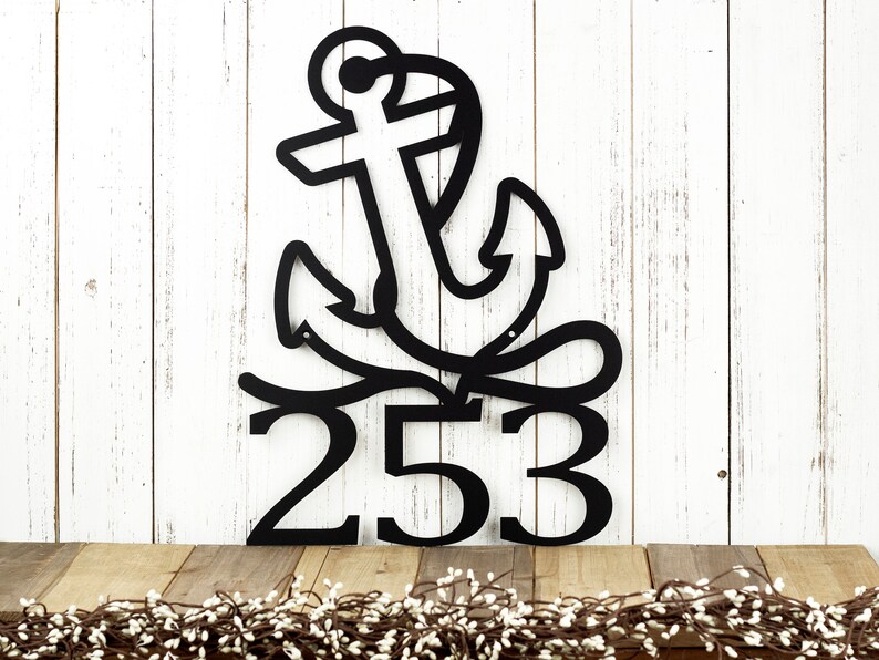 Nautical House Number With Anchor Metal Address Plaque - Etsy