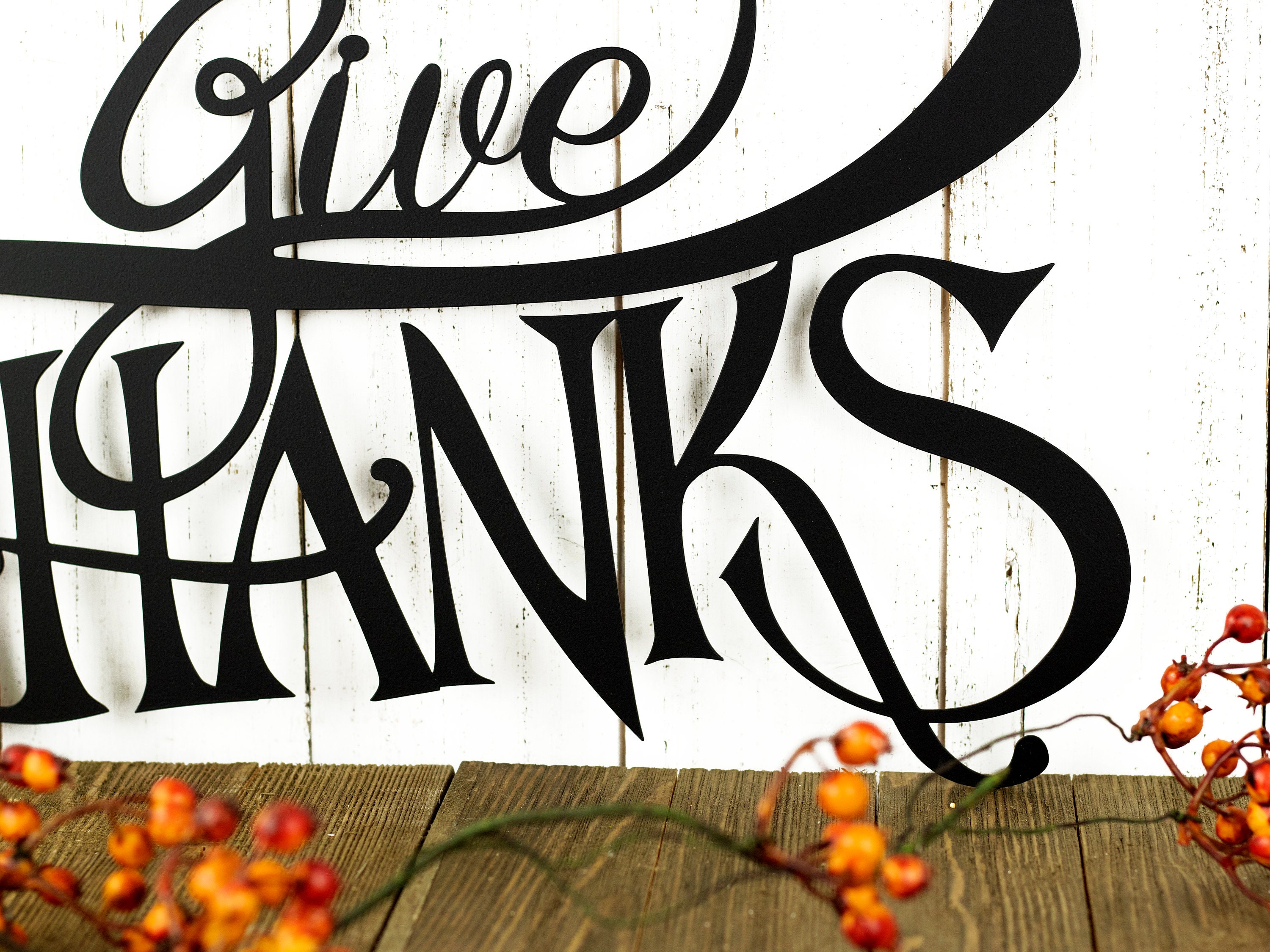 Give Thanks Thanksgiving Metal Sign Black 15x10.5 Autumn - Etsy