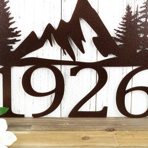 House Number Sign Mountain Wall Art Metal Sign Personalized - Etsy