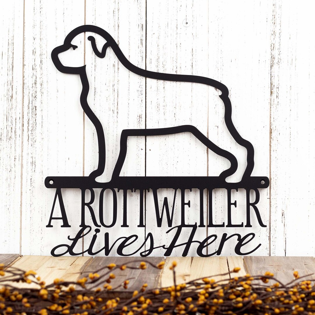 Rottweiler Breed Metal Wall Art, Beware of Dog on Premises Steel Plaque ...