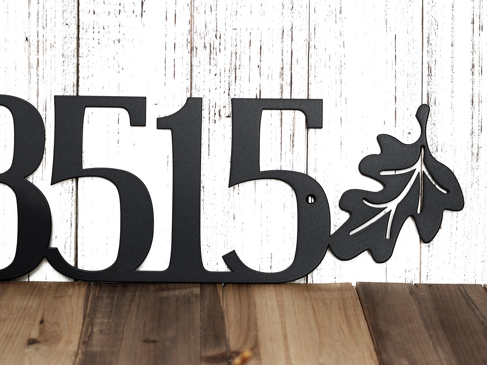 Custom Outdoor House Number Metal Sign With Oak Leaves - Etsy