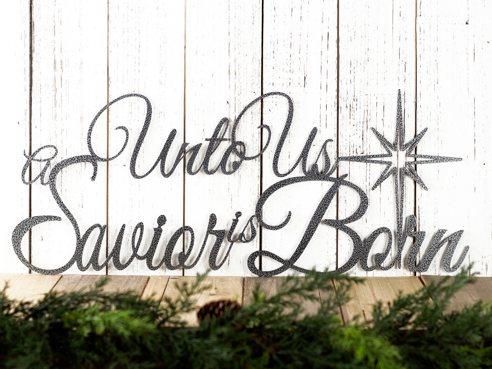Unto Us A Savior is Born Christmas Metal Sign 19.5x8 - Etsy