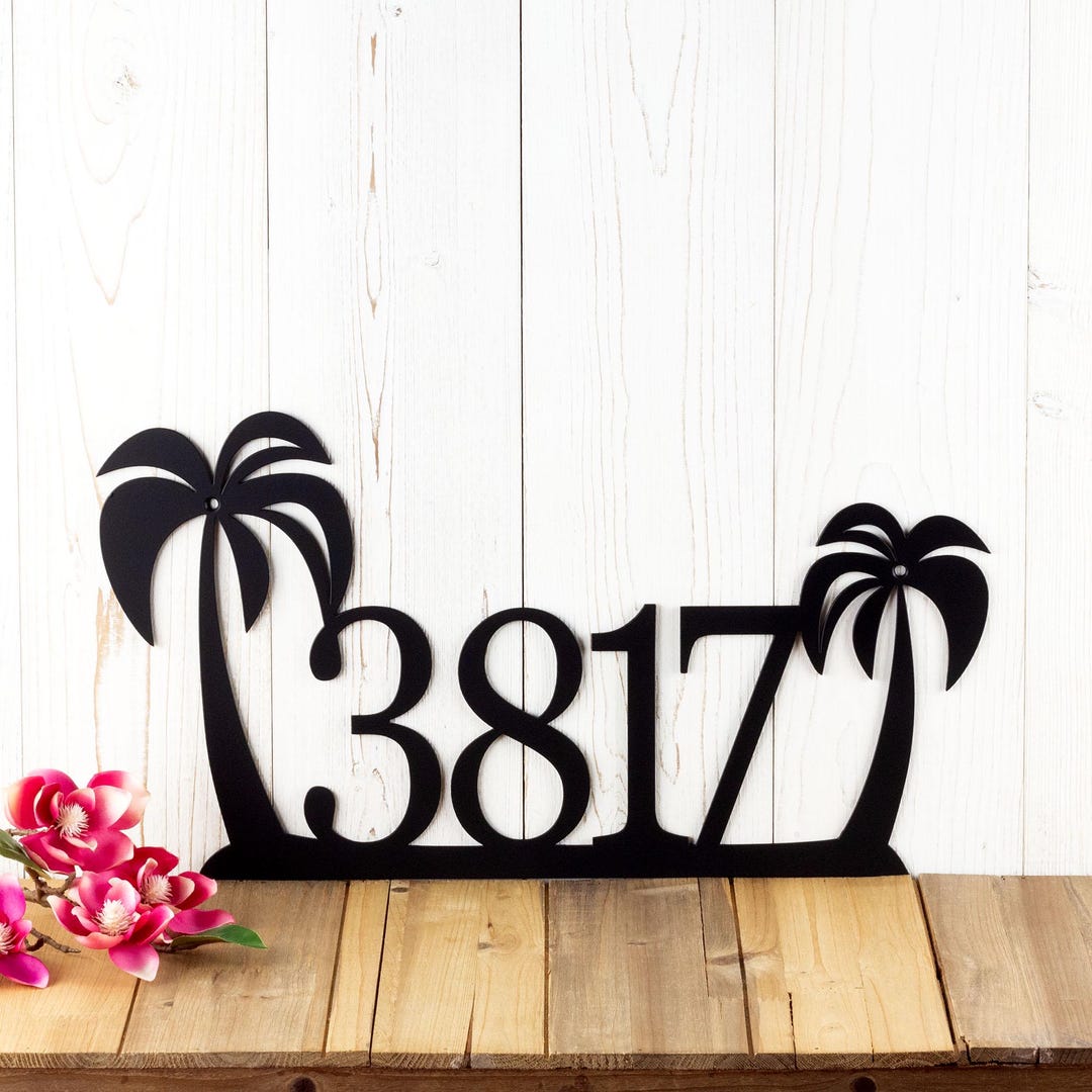 Palm Tree House Number Metal Sign, Address Sign, Address Plaque ...