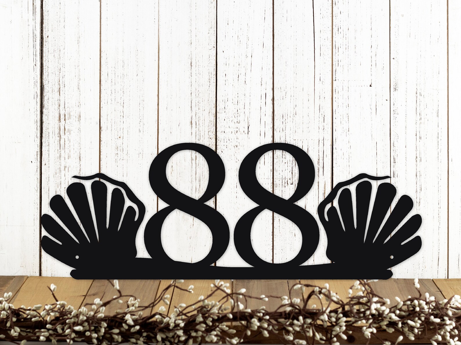 House Number Sign With Seashells Metal Address Plaque - Etsy