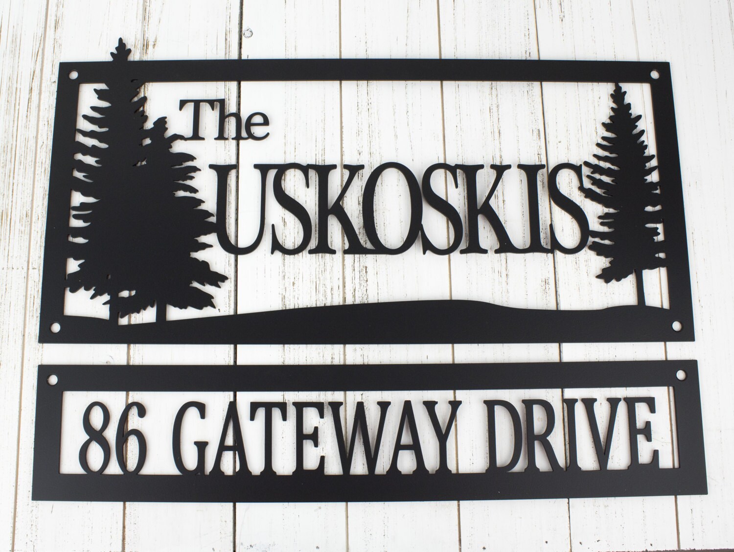 Custom Name And Address Metal Sign Pine Trees Outdoor Sign Metal custom-name-and-address-metal-sign-pine-trees-outdoor-sign-metal