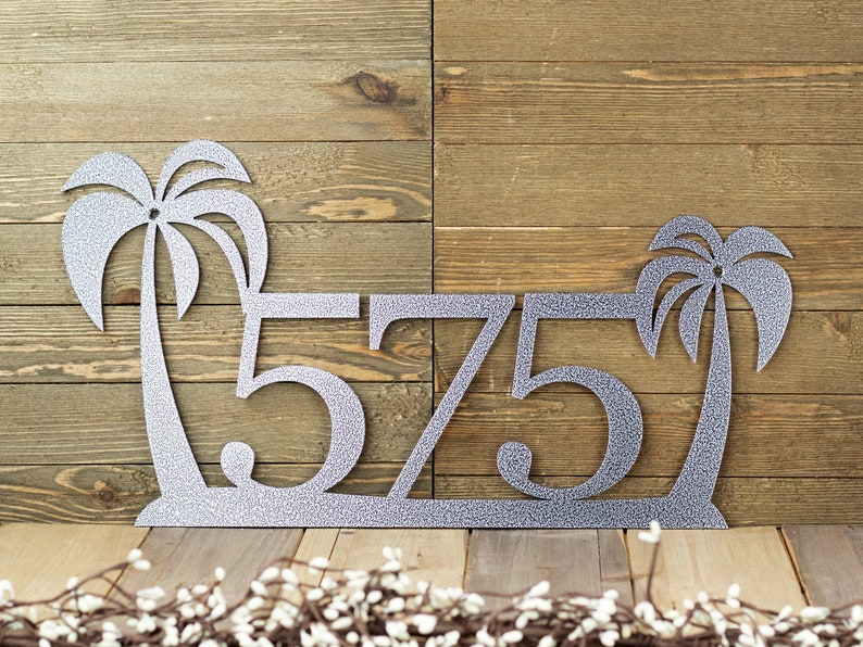 Metal House Number Sign Palm Tree Metal Art Address Plaque - Etsy