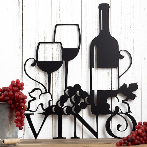 Wine Time Metal Sign Wine Decor Metal Wall Art Kitchen - Etsy