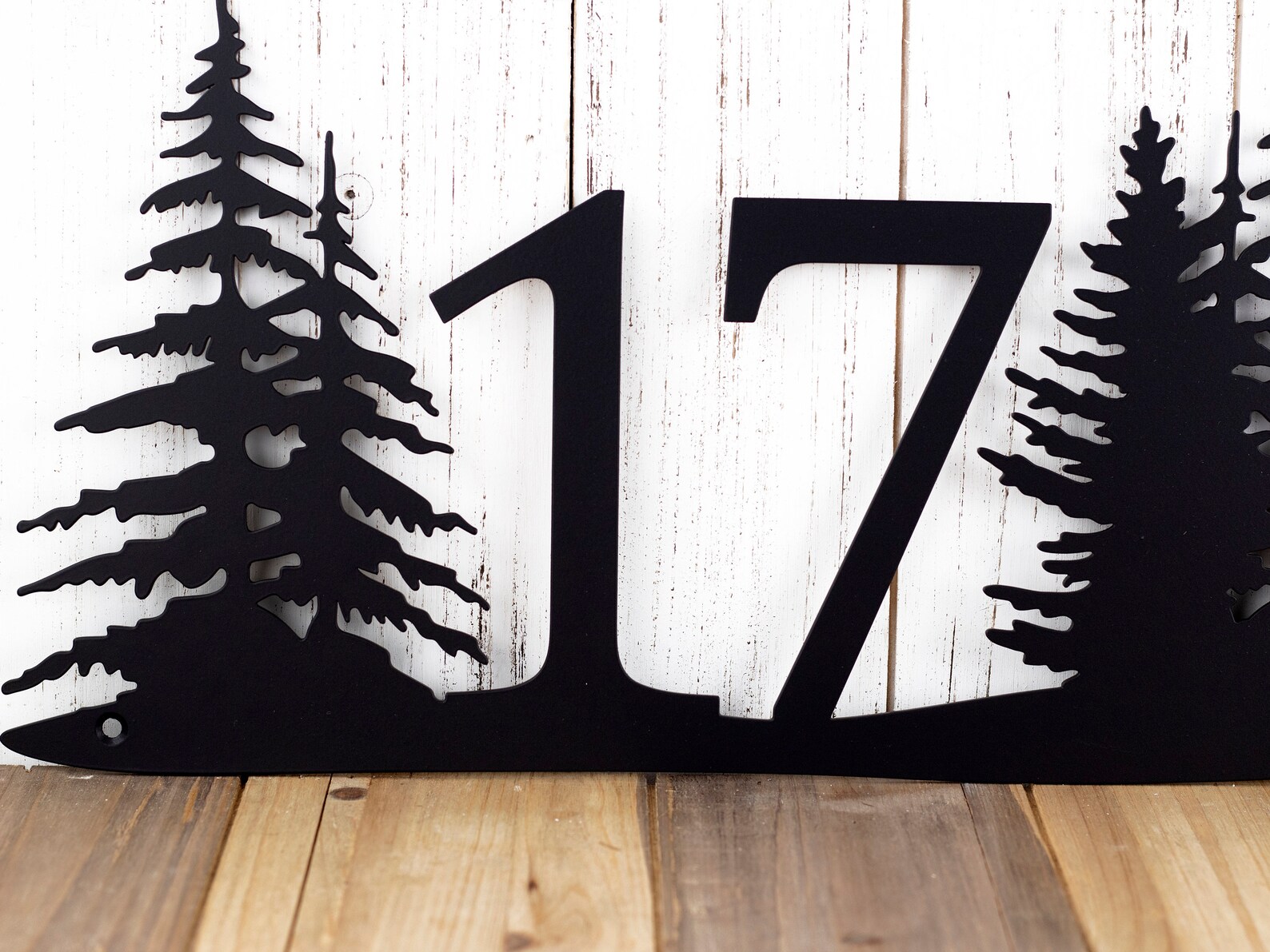 Custom Pine Trees House Number Metal Sign 2 Digit Black - Etsy