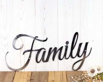 Family Cursive Metal Wall Art - Etsy
