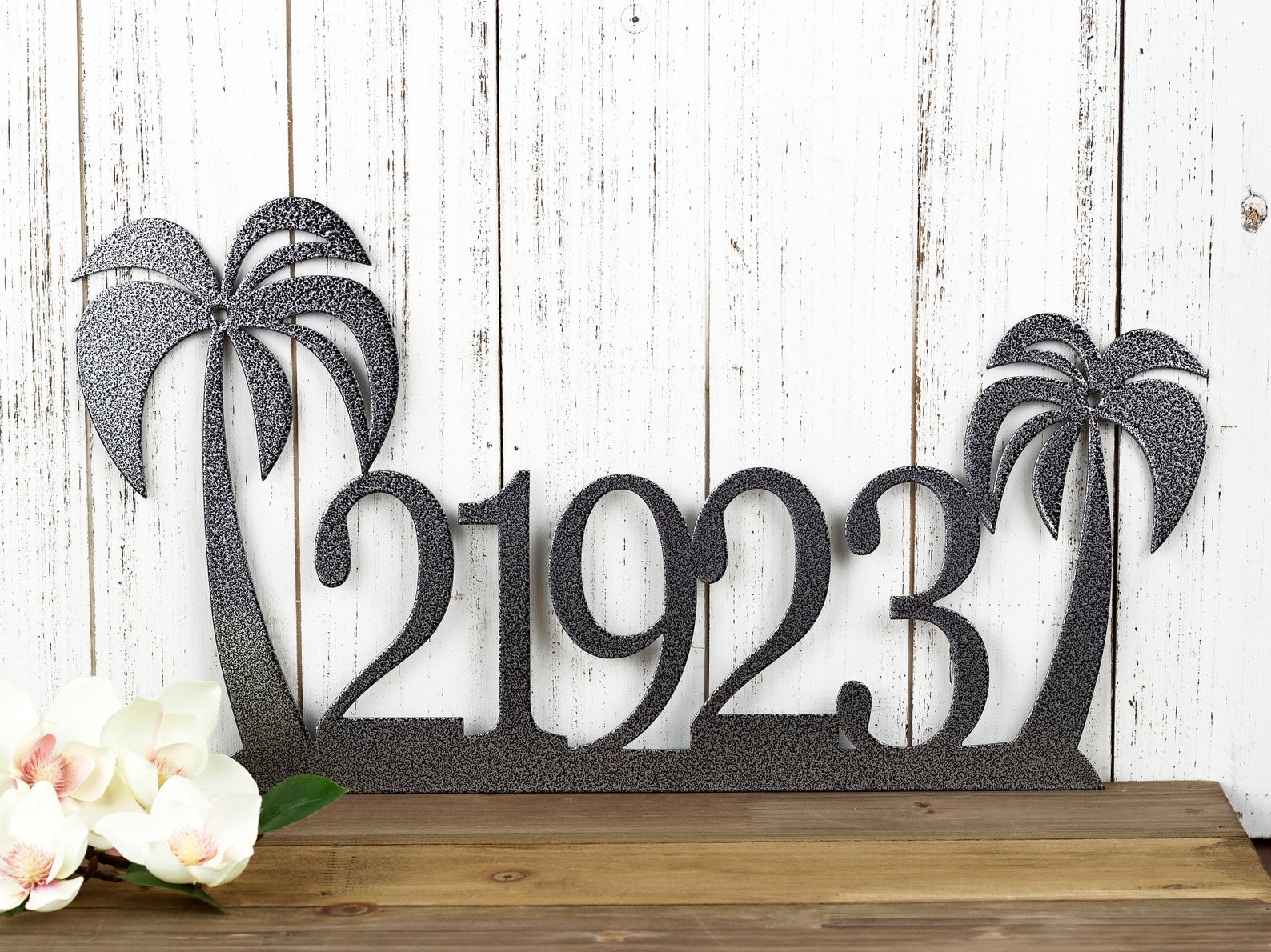 Palm Tree Address Sign Palm Tree House Number Sign Metal | Etsy