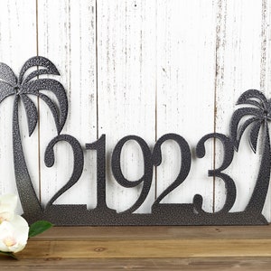 Palm Tree Address Sign Palm Tree House Number Sign Metal | Etsy