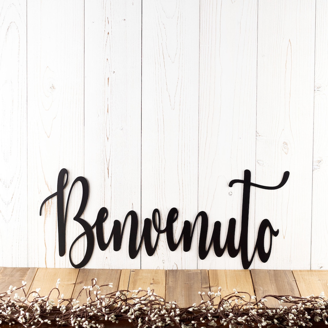 Benvenuto Sign, Cursive Welcome Sign, Italian Decor, Foyer Sign, Metal ...