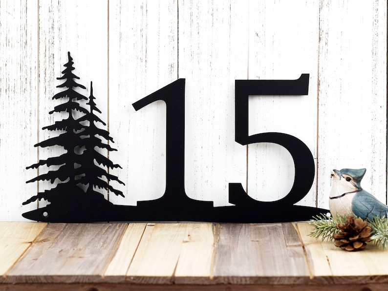 Rustic Metal House Number Metal Sign Custom Sign Pine - Etsy