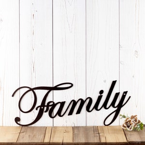 Family Sign, Metal Wall Art, Script Sign, Gallery Wall Decor, Words for ...