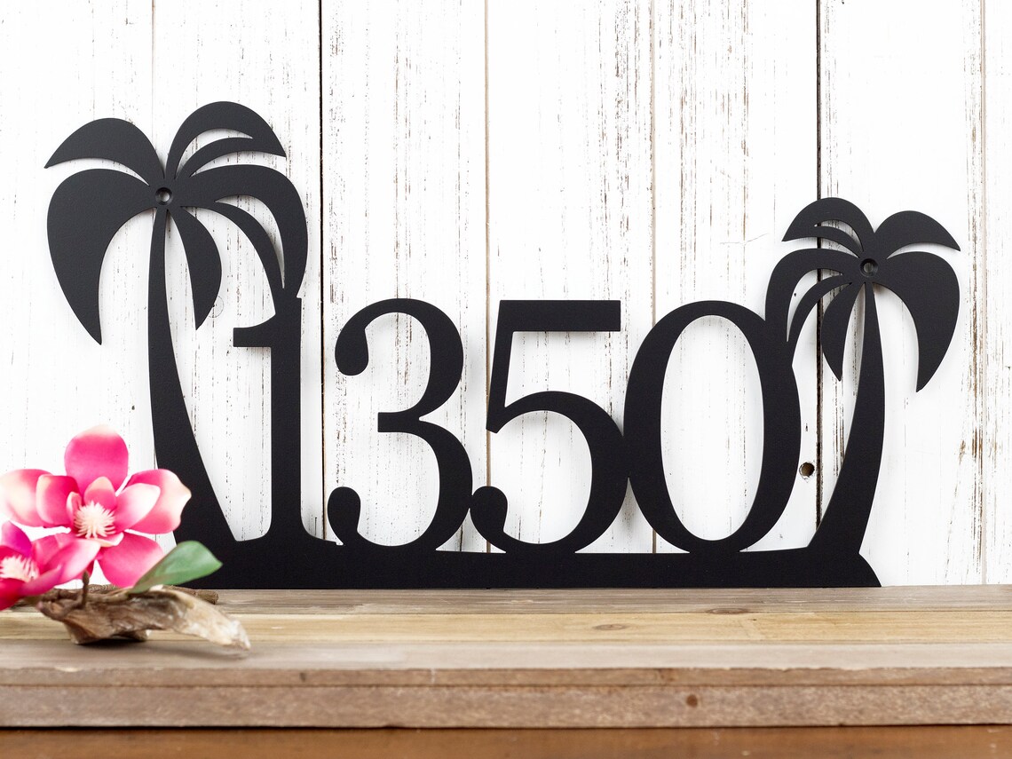Palm Tree House Number Metal Sign Address Sign Address - Etsy