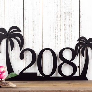Palm Tree Address Sign Palm Tree House Number Sign Metal - Etsy