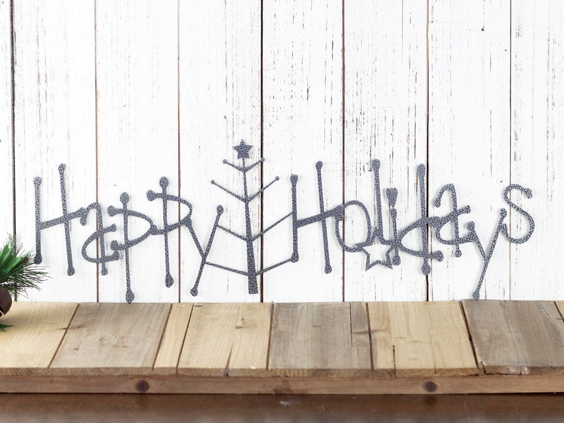 Happy Holidays Metal Sign Outdoors Horizontal Christmas Sign | Etsy