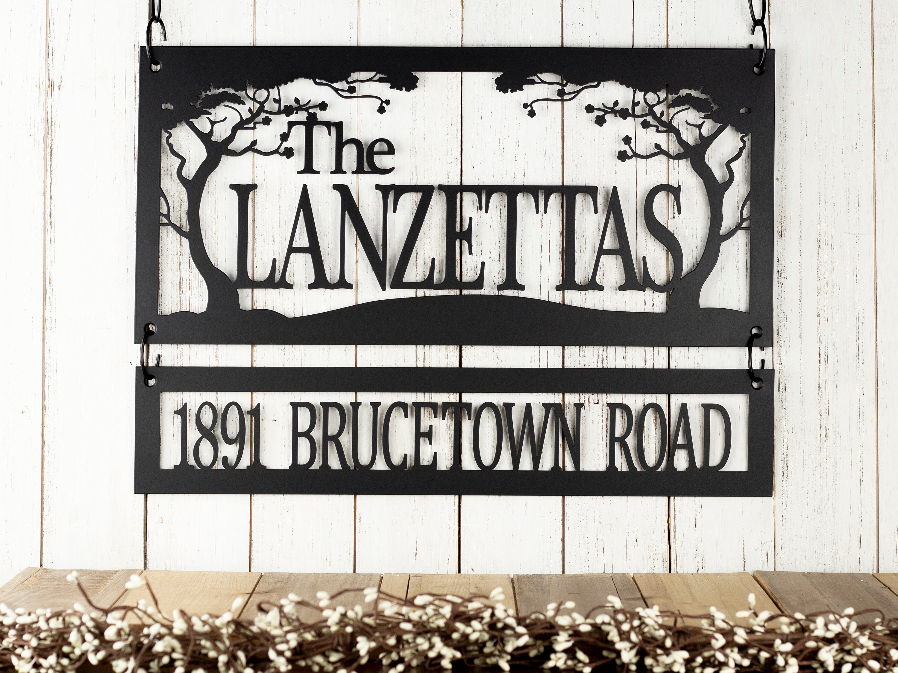 Custom Family Name and Address Metal Signs Black Cherry | Etsy