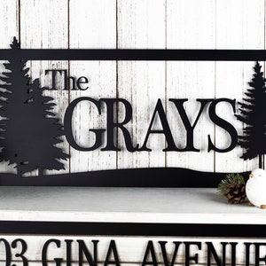 Custom Name and Address Metal Sign Pine Trees Outdoor Sign - Etsy