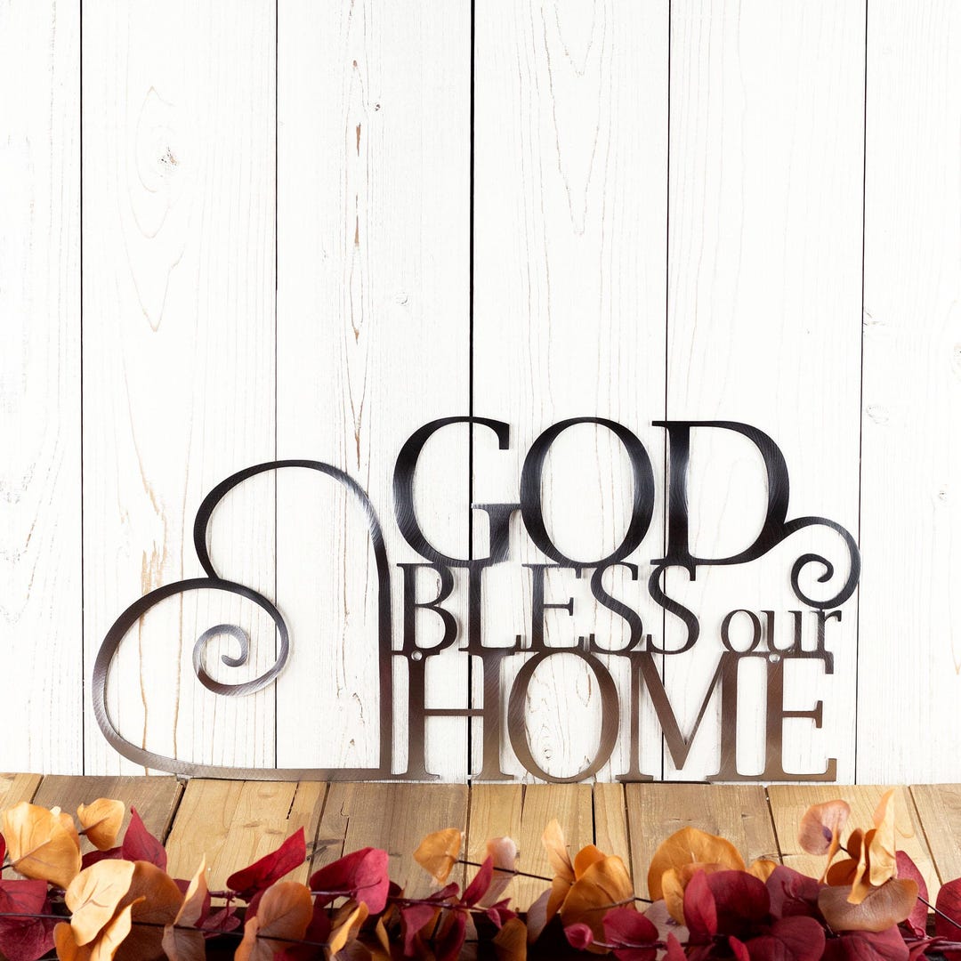 God Bless Our Home Sign, Bless This Home Sign, Heart Wall Hanging ...