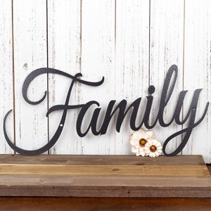 Metal Family Sign, Metal Word Art, Steel Signs, Wall Hanging, Rustic ...