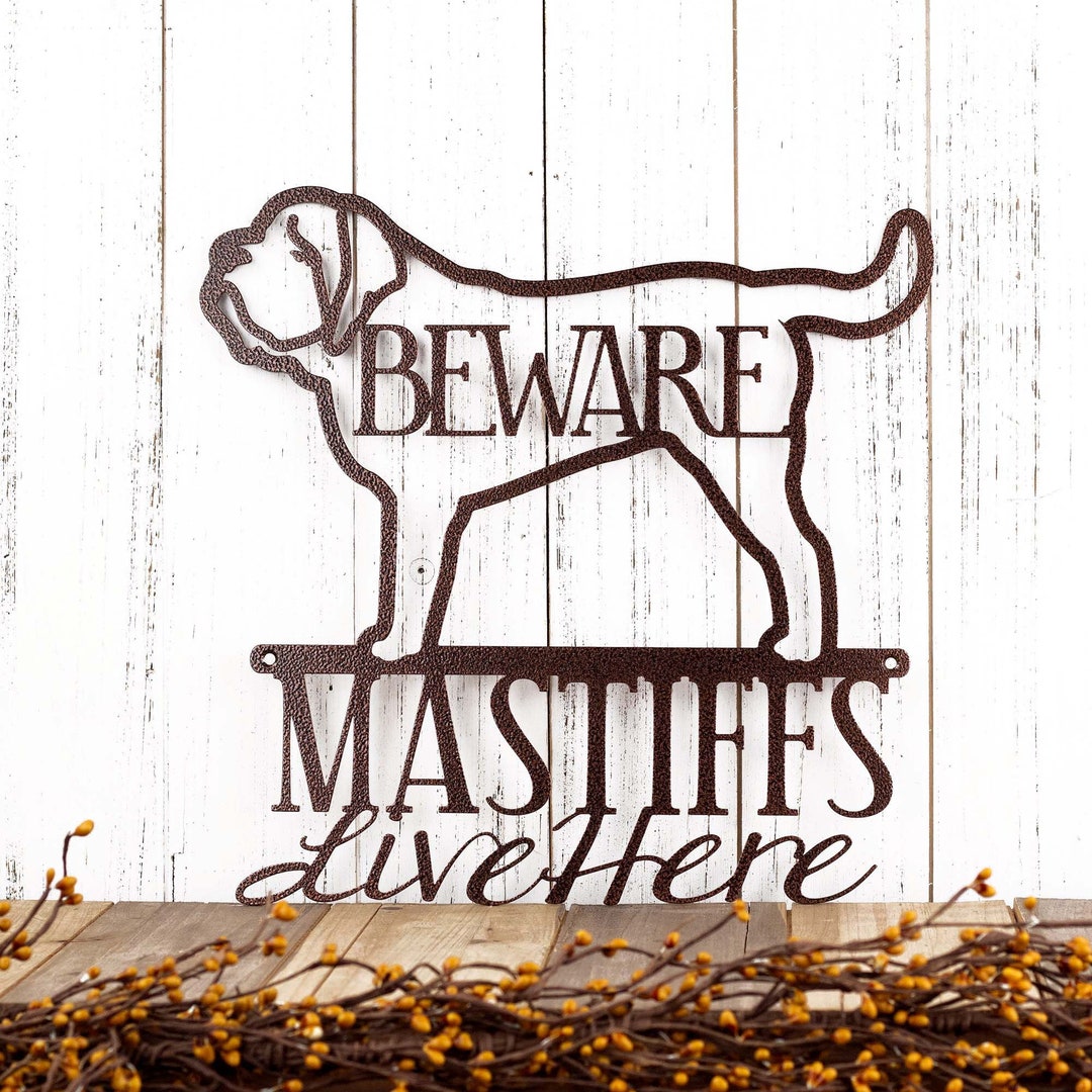 English Mastiffs Live Here Metal Sign, Door Sign, Metal Wall Art, Dog ...