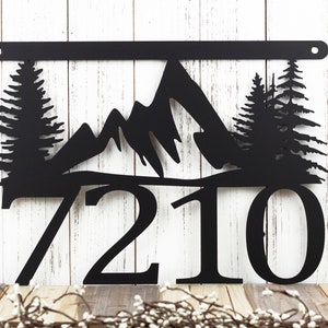 House Number Sign Mountain Wall Art Metal Sign | Etsy