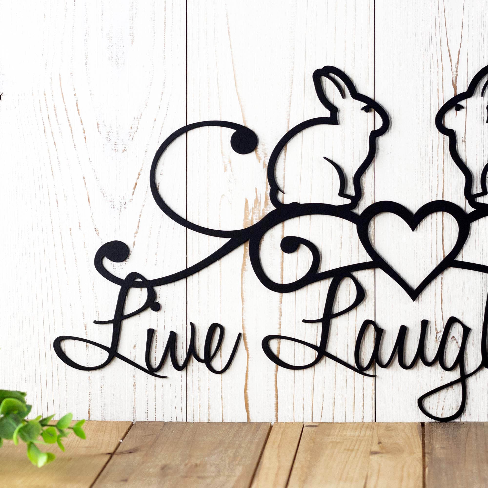 Bunny Live Laugh Love Metal Wall Art, Metal Wall Decor, Metal Sign ...