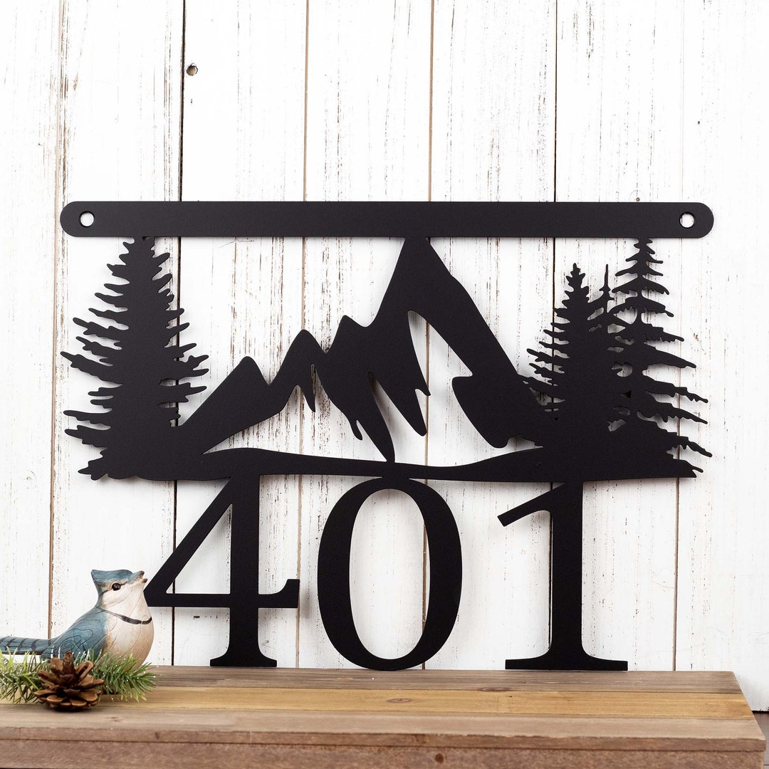Mountain Metal House Number Sign, Metal Sign, Outdoor Sign, House ...