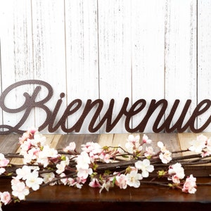 Bienvenue Sign, Welcome Sign, Metal Word Art, Outdoor Metal Wall Art ...