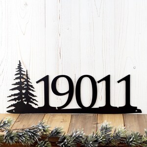 Rustic House Number, Pine Trees, Metal Sign, House Numbers, Address ...