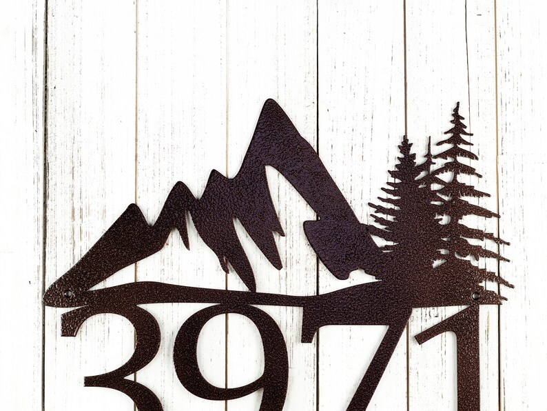 House Number Sign With Mountains Metal Address Plaque Lake - Etsy