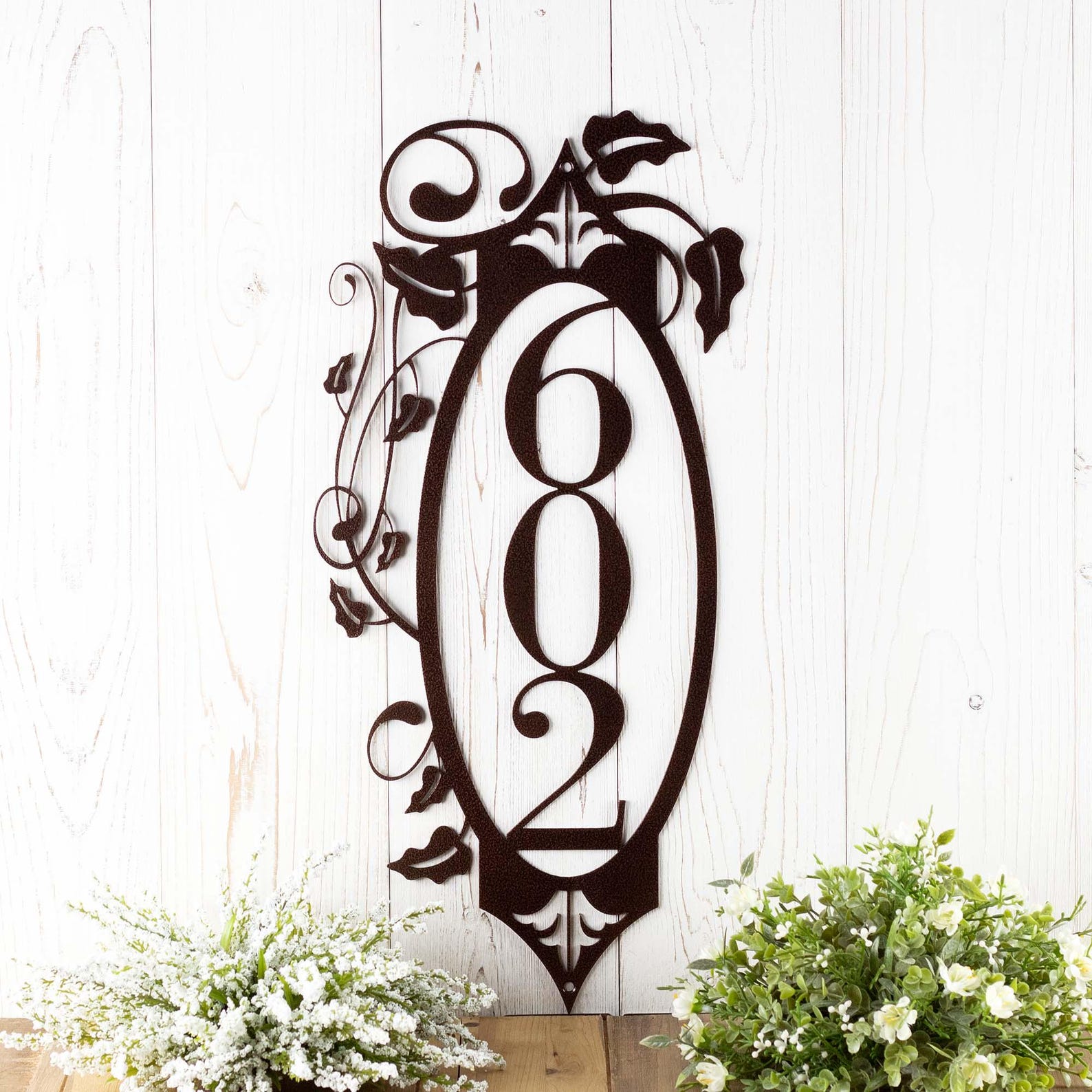 Vertical Outdoor House Number Metal Sign, Address Plaque, Signage ...