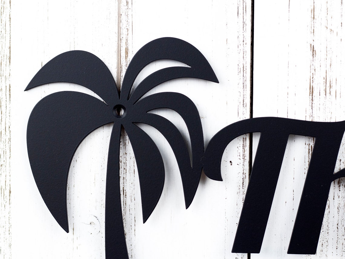Palm Tree Custom Name Metal Sign Tropical Beach Ocean - Etsy